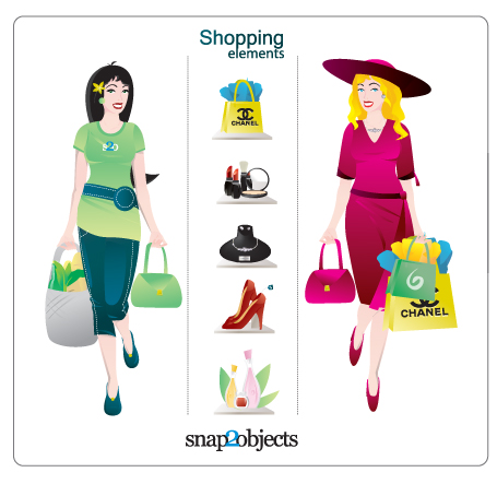 Vector shopping elements and Illustrations - Snap2objects